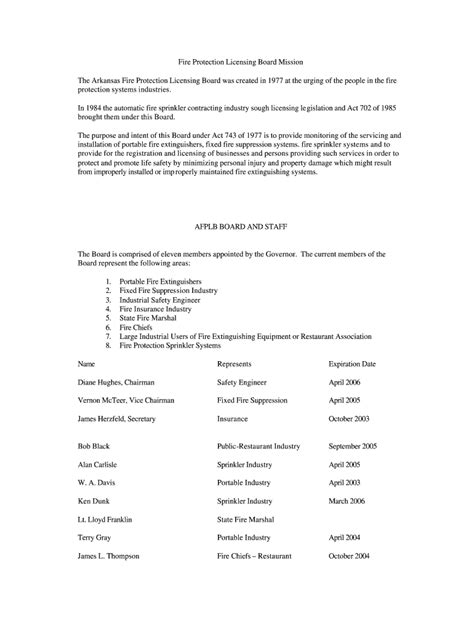 Fire Protection Licensing Board Mission The Arkansas Fire Fill Out