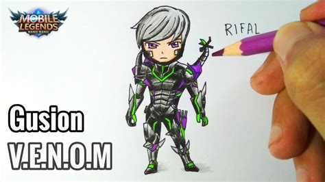 Cara Menggambar Gusion Venom Emperor Scorpion Mobile Legends Chibi