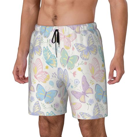 Lukts Colorful Butterfly Print Mens Swim Trunks Swim Shorts Quick Dry