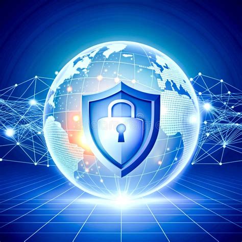 Cyber Security Background With Shield And World Map Stock Illustration