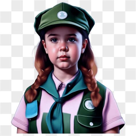 Download Young Girl In Scout Uniform With Braided Hair Png Online