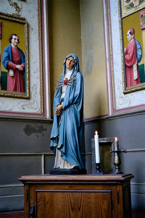 Hand Painted Stone Resin Our Lady Of Sorrows Statue Catholic Altar
