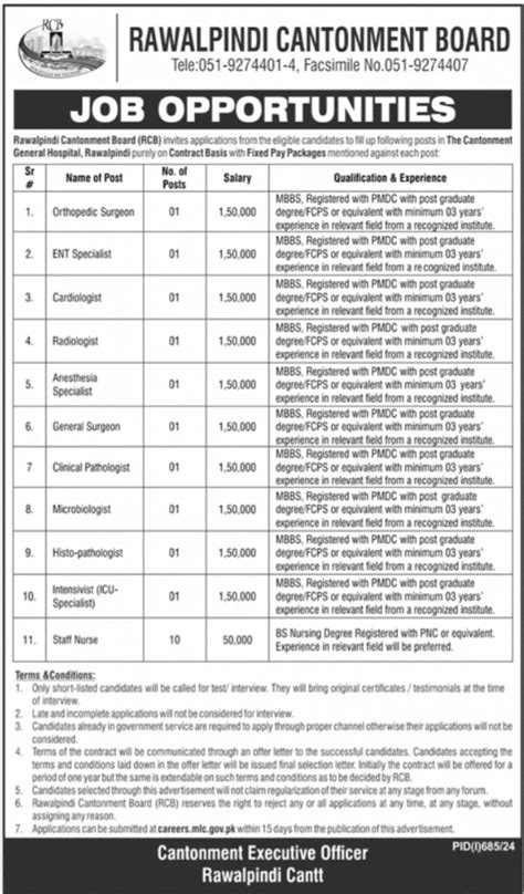Rawalpindi Cantonment Board RCB Rawalpindi Jobs 2024 Notify Pakistan