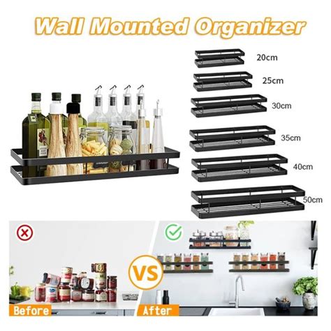 Spice Rack Kitchen Condiments Organizer Wall Mounted Shelf Seasoning