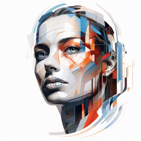 Premium Photo Futuristic Woman Geometric Shapes In Digital Illustration