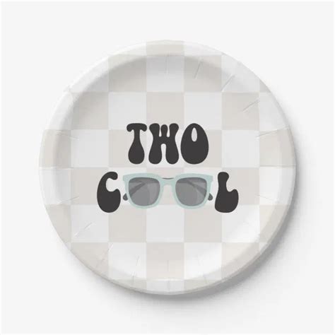 Two Cool Sunglasses And Checker 2nd Birthday Paper Plates Zazzle
