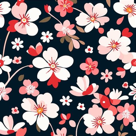 Premium Vector Cherry Sakura Blossoms Spring Pattern Background