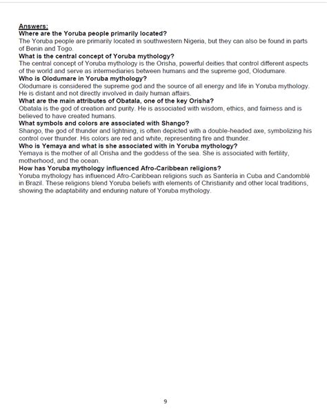 Mythology Of West Africa Worksheet Packet 37 Assignments Classful