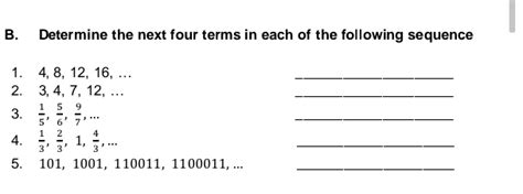 solved determine the next four terms in each of the following sequence