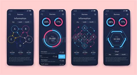 Different Ui Ux Gui Screens And Flat Web Icons For Mobile Apps Stock