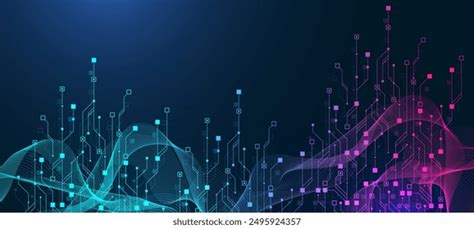 Artificial Intelligence Circuit Electric Line Style Stock Vector