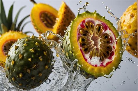 Purifying Passionfruit Pineapple Splash Premium Ai Generated Image