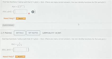 solved find two functions f ﻿and g ﻿such that