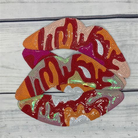 Large Sequin Lips Patch 70s Retro Glamour Iron On Or Sew On Etsy