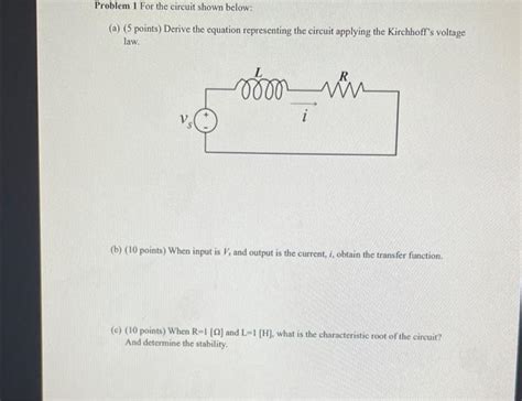 Solved Problem For The Circuit Shown Below A Chegg