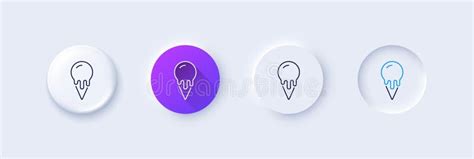 Ice Cream Cone Line Icon Vanilla Sundae Waffle Sign Line Icons