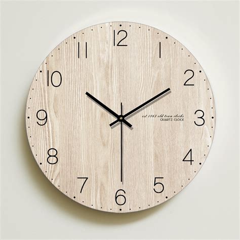 Arabic Numeral Round Wooden Digital Wall Clock Sil Grandado