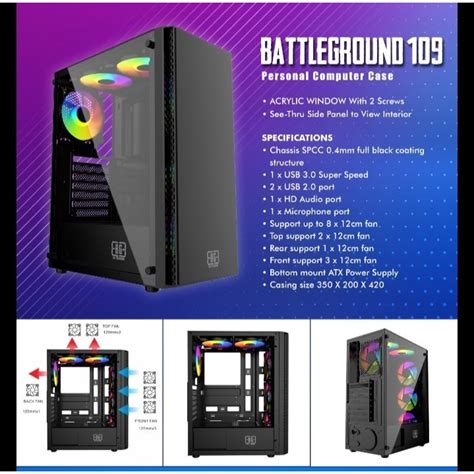 Jual CASING PC GAMING CASE SIMBADDA BATTLEGROUND BG109 BG 109 TG ...