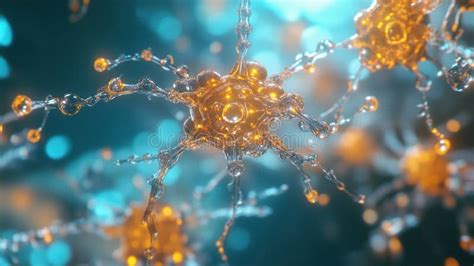 Close Up View Of Neurons With Glowing Connections Showcasing Neural