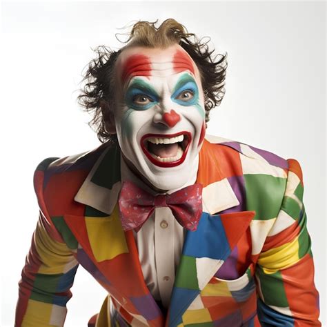 Premium Photo A Man In A Colorful Clown Suit Was Smiling Against A
