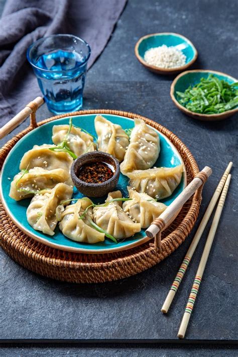 Asian Potstickers Dumplings Gyoza With Soy Sauce Stock Image Image Of