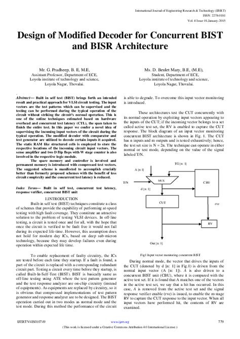 pdf ijert design of modified decoder for concurrent bist and bisr