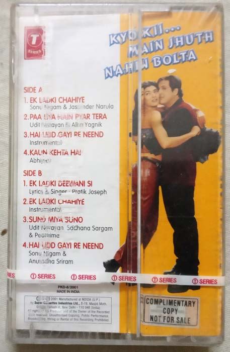 Kyo Kii Main Jhuth Nahin Bolta Hindi Audio Cassette By Anand Raj Anand