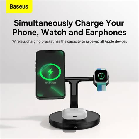 Baseus Swan 3 in 1 Magnetic Wireless Charger Stand 20W for iPhone 13 12 ...