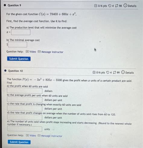 solved for the given cost function c x 78400 600x x2