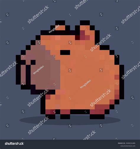 Cute Cartoon Capybara Pixel Art Vector Stock Vector Royalty Free