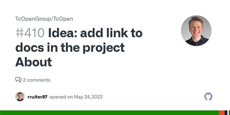 Idea Add Link To Docs In The Project About · Issue 410 · Tcopengroup