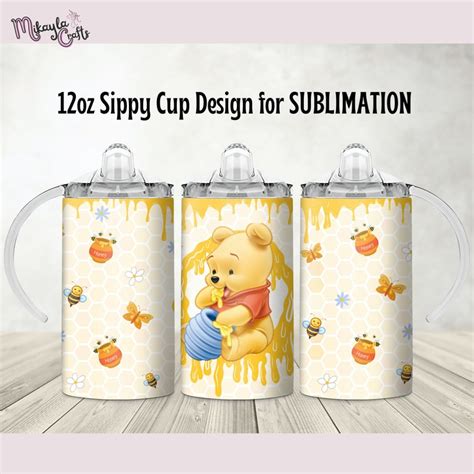 Winnie The Pooh Sippy Cup Sublimation Design Template 12oz Etsy