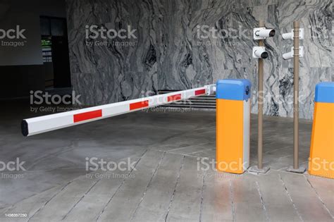 Car Park Barrier With Recoding Cctv Camera Automatic Entry System Stock