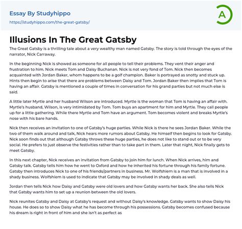 Illusions In The Great Gatsby Essay Example Studyhippo