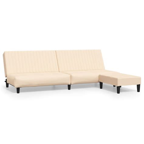 Liya Canapé lit à places avec repose pied Crème Velours HB AA Cdiscount Maison