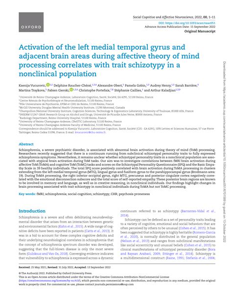 Pdf Activation Of Left Medial Temporal Gyrus And Adjacent Brain Areas