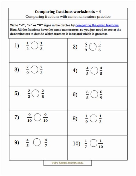 Comparing Fraction Grade 3