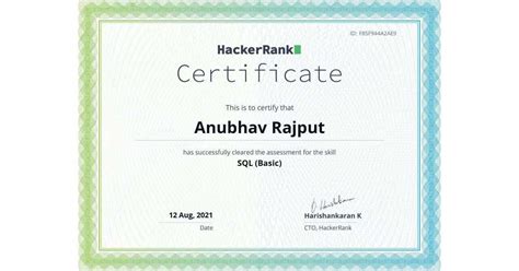 Hackerrank Sql Sqlcertification Data Microsoft Anubhav Rajput