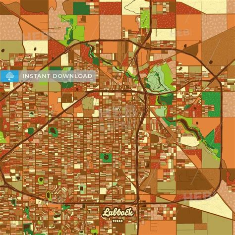 Lubbock Texas Farmhouse Poster Art Map Template Hebstreits Posters