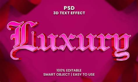 Роскошный 3d текстовый эффект Psd розовый фон со словом Luxe на нем