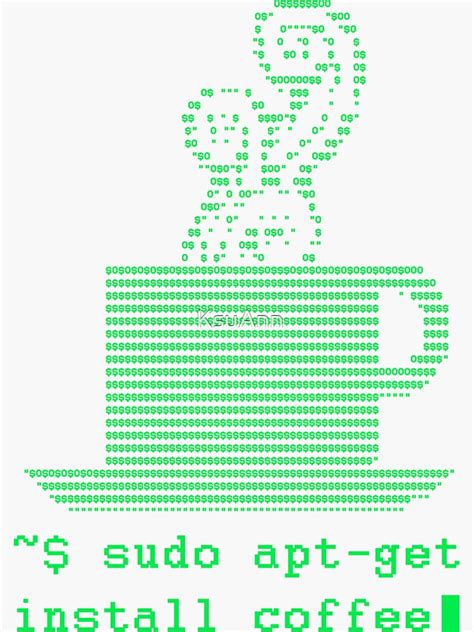 Sudo Apt Get Install Coffee Sticker For Sale By Ksuann Redbubble
