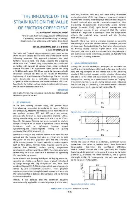 The Influence Of The Strain Rate On The Value Of Friction Coefficient