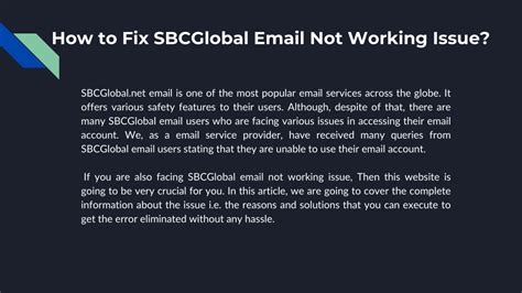 PPT How To Troubleshoot SBCGlobal Email Not Working PowerPoint Presentation