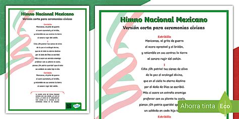 Letra Del Himno Nacional Mexicano Corto