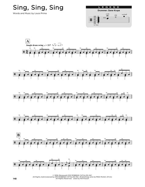 Sing Sing Sing Drums Notation Explanation R Drums