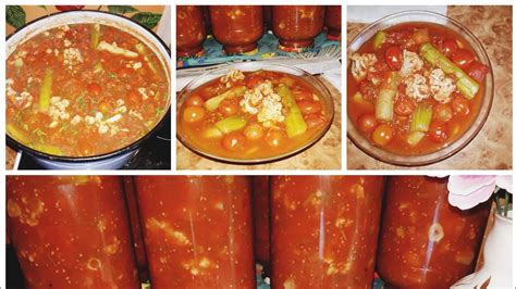 Помидор 🍅 в собственном соке и с огурцом🥒 и цветной капустой🥦 Youtube