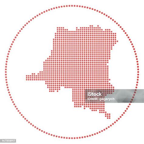 Dr 콩고 디지털 배지 원 안에 있는 Dr 콩고의 점선 스타일 지도 그라데이션된 점이 있는 국가의 기술 아이콘입니다 빛나는 벡터