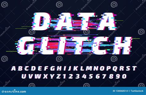 Glitch Font Set Vector Illustration 69352176
