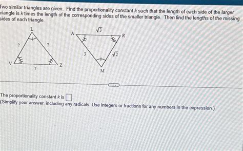 Solved Two Similar Triangles Are Given Find The