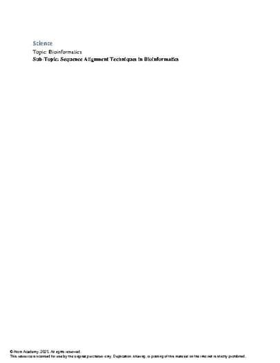 20 Writing Prompts Sequence Alignment Techniques In Bioinformatics 20 Writing